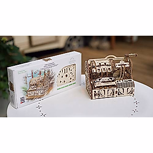 UGEARS 3D Puzzles Wooden Box - DIY Cash Register with Money Box - Exclusive Wooden Model Kits for Adults to Build - Vintage Wooden Mechanical Models - Self Assembly Woodcraft Construction Kits