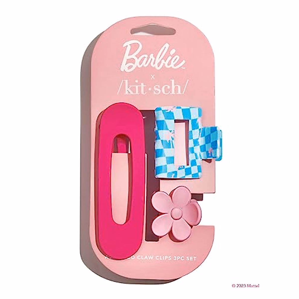 Barbie x Kitsch Assorted Hair Clips for Women - Medium Open Shape Hair Claw Clips for Thick Hair | Cute Flower Hair Clip & Big Matte Flat Lay Hair Clip for Teen Girls | Hair Styling Accessories, 3 pcs