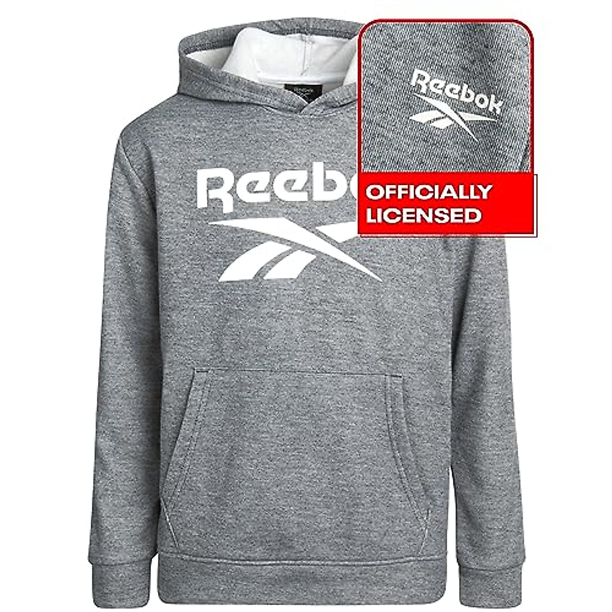 Reebok Boys' Sweatsuit Set - 2 Piece Fleece Hoodie Sweatshirt and Jogger Sweatpants (4-12), Size 8, Dark Grey Heather