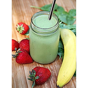 ALINK Stainless Steel Smoothie Straws, 9" X 8mm Set of 4 with Cleaning Brush