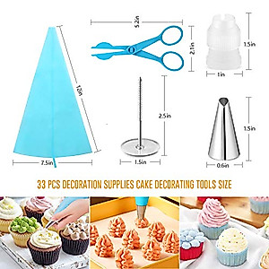 Kincown Piping Bags and Tips Set, 33pcs Frosting Piping Kit with 24 Stainless Steel Piping Tips, 2 Reusable Silicone Pastry Bags, 2 Couplers and 3 Icing Smoother, Piping Tips Set with Storage Case