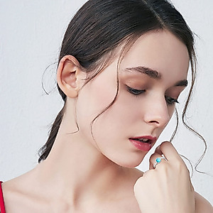 CUOKA MIRACLE Turquoise Ring for Women 925 Sterling Silver Synthetic Turquoise Ring Open Ring Adjustable Ring Gift for Women