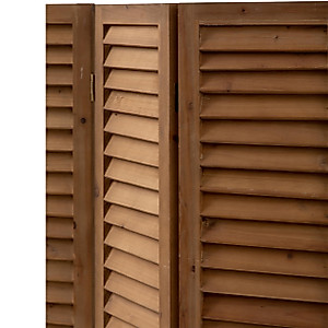 SOFE Wood Short Privacy Screen Indoor, 2.6 Ft Tall Shutters Folding Room Dividers 3 Panel, Brown Room Partitions and Dividers Freestanding, Farmhouse Foldable Wall for Home Bedroom Office