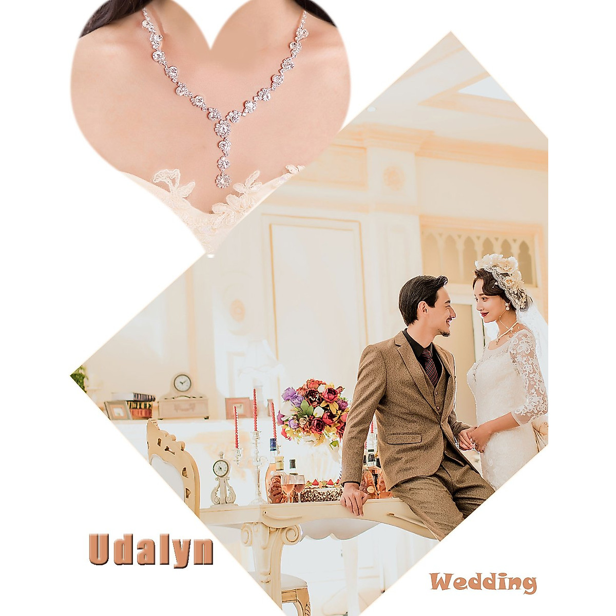 Udalyn Rhinestone Bridesmaid Jewelry Sets for Women Necklace and Earring set for Wedding with Crystal Bracelet