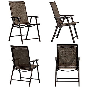 Aoodor 4 Sets Folding Patio Chairs for Indoor&Outdoor - Brown