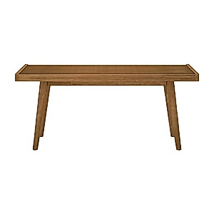 Plank+Beam Entryway Bench, Wooden End of Bed Bench for Bedroom, Mid-Century Modern Square Bench for Hallway, Living Room, Indoor, Porch, 41.25", Pecan