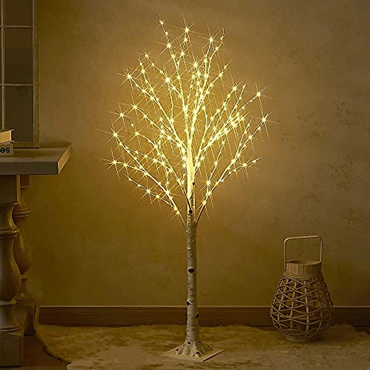Birchlitland LED Birch Tree 4FT 200L Warm White Fairy Lights, Lighted Trees for Indoor Outdoor Home Thanksgiving Christmas Holiday Decoration