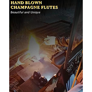 Physkoa Square Champagne Flutes Glass Set of 6-6.5 oz - Hand Blown Crystal Champagne Flutes - Modern Edge Champagne Glasses - Wedding Champagne Flutes Set - Gift for Birthday,Christmas,Party