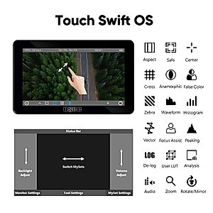 Osee Lilmon 5 1000 Nits High-Bright 5.5 inch Touch Screen DSLR Camera Field Monitor with 3D LUT HDR 4K HDMI in and Out Exposure Focus Assist Waveform Monitor