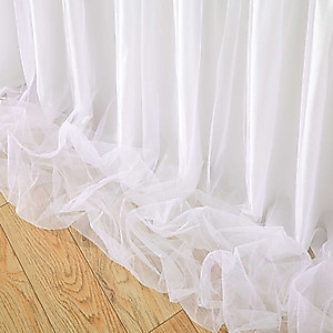 Tulle Table Skirt for Rectangle or Round Tables with LED Lights 9ft White Tutu Table Skirt for Wedding Bridal Shower Birthday Party Decorations