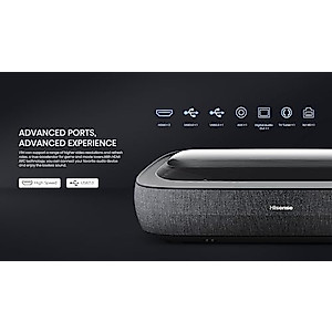 Hisense 100L9H Laser TV Trichroma Ultra Short Throw Projector with 100" ALR High Gain Screen, 4K UHD, 3000 ANSI Lumens, Dolby Vision & Atmos, HDR10, Google TV, Netflix