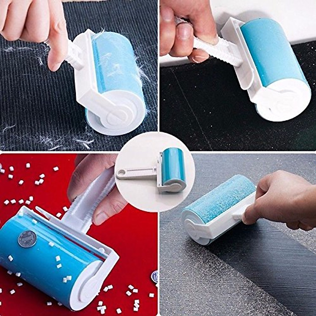 iLifeTech Reusable Sticky Picker Set Cleaner Lint Roller Pet Hair Remover Brush, Blue