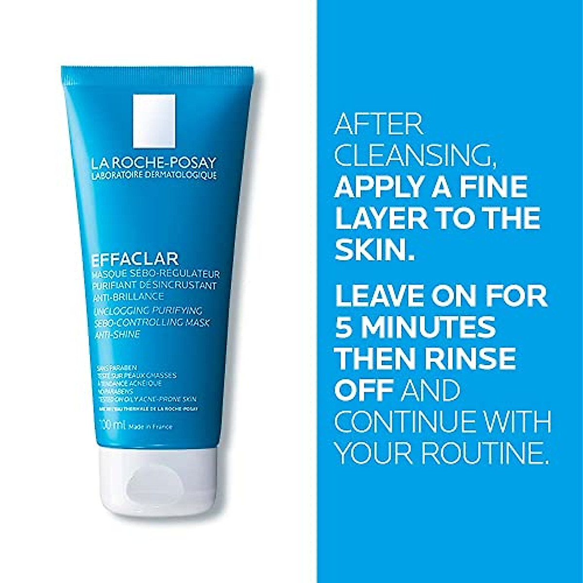 La Roche-Posay Effaclar Clarifying Clay Face Mask for Oily Skin, Unclogs Pores and Controls Shine Without Over-Drying, Packaging May Vary
