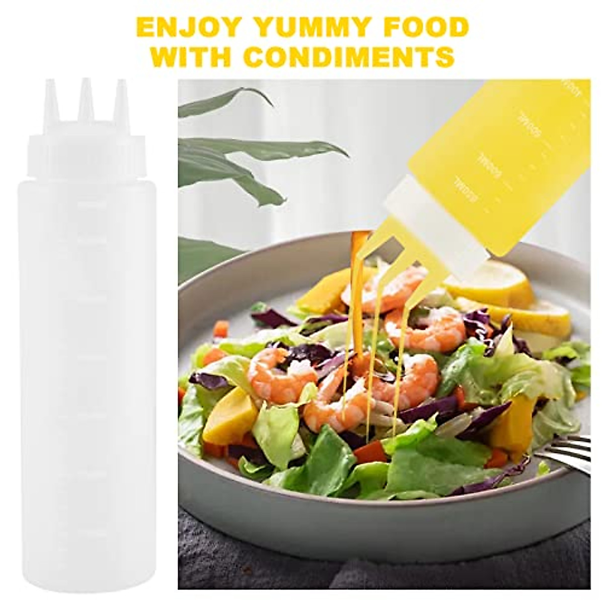 4Pack 23oz Plastic Squeeze Squirt Condiment Bottles Sauce Squeeze Bottles for Electric Sauce Warmer