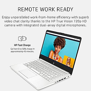 HP Stream Laptop, 14" HD Display, Intel Celeron N4120 Processor, 16GB Memory, 320GB Storage (64GB eMMC + 256GB Card), 1-Year Office 365, Webcam, HDMI, Wi-Fi, USB-C, Windows 11 Home, White, JVQ MP