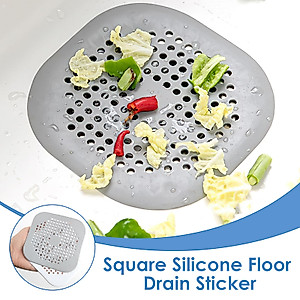 Generic Drain Hair Catcher 4 Packs, Square Drain Cover for Shower Bathtub Hair Stopper, Easy to Install and Clean, Drain Stopper for Tub,Kitchen,Bathroom Gray/White