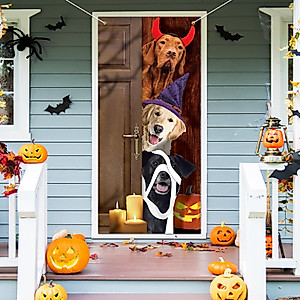 Whaline Halloween Funny Dogs Door Banner Door Cover Trick or Treat Hanging Banner Decor Cute Party Photography Background for Halloween Party Home School Classroom Door Wall Window Decoration Supplies