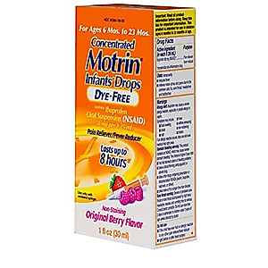 Motrin Pain Reliever/Fever Reducer Infants' Drops Concentrated Dye-Free Berry Flavor (Pack of 2) by Motrin