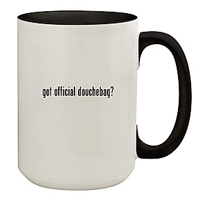 Knick Knack Gifts got official douchebag? - 15oz Ceramic Colored Inside & Handle Coffee Mug Cup, Black