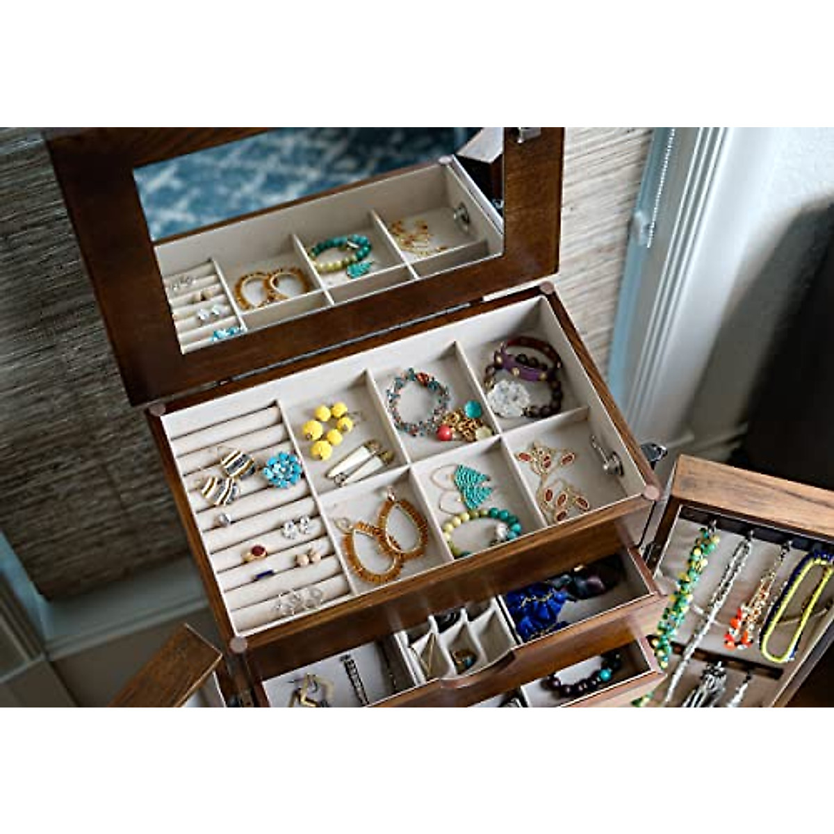 Hives and Honey Porsha Fully Locking Jewelry Armoire, Chocolate