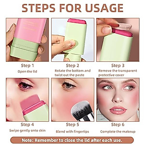 HOSAILY Cream Blush Stick for Cheeks, Multi-Use Makeup Blush Stick for Eyes Lips Face, Travel-Friendly Tinted Solid Moisturizer Matte Blush, Natural Glow Blendable Smooth Blusher with Brush-Shy Pink