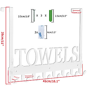 Over The Door Hooks, Towel Holder for Bathroom, Door Mount Towel Hanger Towel Hooks for Bathroom Kitchen Beach Towels Bathrobe Swimsuit Wall Mount Pool Towel Rack (White)