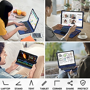 edaiser Swivel Keyboard Case for Apple iPad Air 11 inch (M3-M2) 2025 & iPad Air 5th 4th Gen& iPad Pro 11-inch (4th-1st); Rotatable Cover with Pencil Holder, Trackpad, Backlit, Metallic Blue