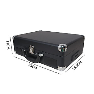 Vinyl Record Player 3 Speed Turntable with Bluetooth, USB/SD Play&Recording, Built in Battery, Line Out, AUX in, Earphone Jack, Replacement Needle