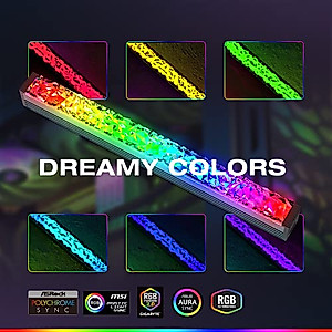 AsiaHorse Acrylic ARGB LED Strip for PC Case with 5V 3-pin ARGB LED and 4-pin Header, Compatible with Aura SYNC, Gigabyte RGB Fusion, MSI Mystic Light Sync - 5.6inches