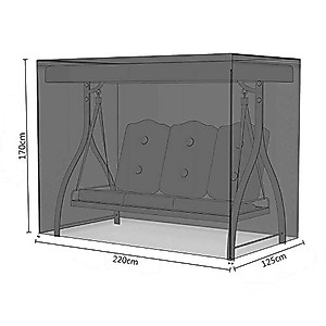 Swing Covers for Outdoor Furniture Patio Swing Cover 3 Seater Durable Hammock Outdoor Swing Glider Cover 87x49x67 inches All Weather Protection (Black)