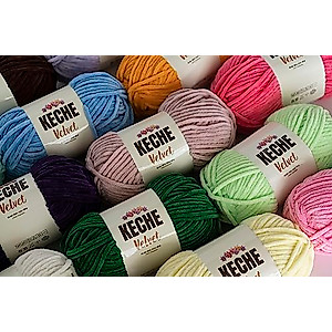 Keche Velvet Yarn for Crocheting, Soft Chenille Bulky Baby Blanket Amigurumi Yarn 100 gr (132 yds) - Baby Pink