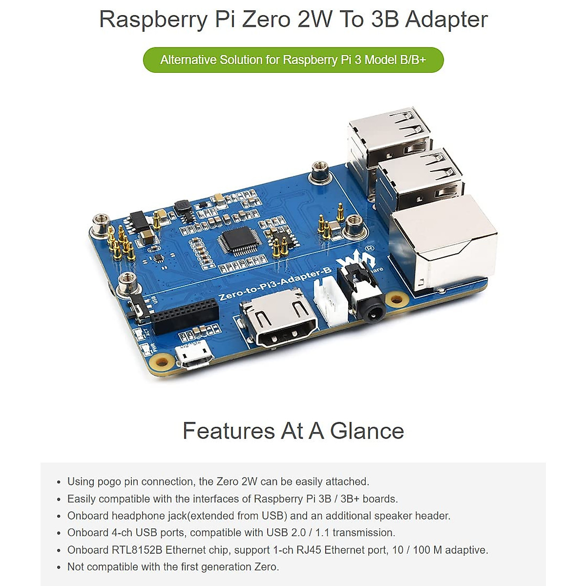 Waveshare Adapter (B) for Zero 2W to Become an Alternative Solution for Raspberry Pi 3 Model B/B+