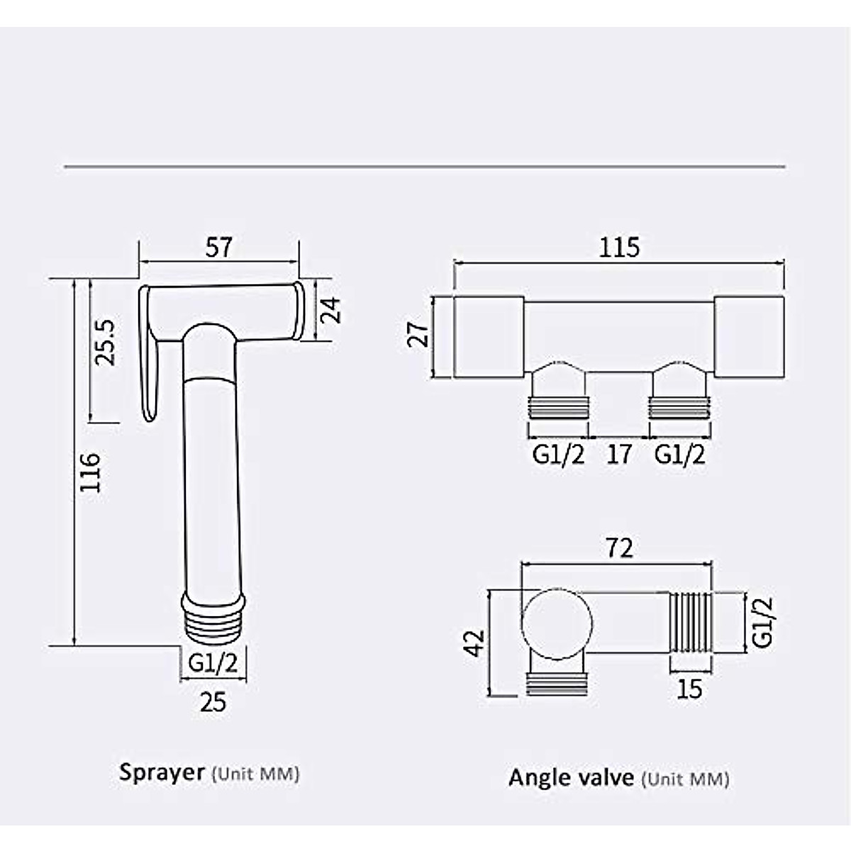 MINJING Shower Copper Toilet Hand Held Bidet Faucet Sprayer Bidet Set Sprayer Gun Toilet Spray for Bathroom Self Cleaning Shower Head-Single