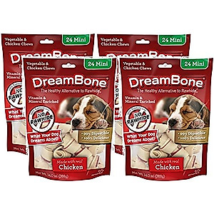 DreamBone 4 Pack of Vegetable and Chicken Dog Chews, Mini, 24 Per Pack