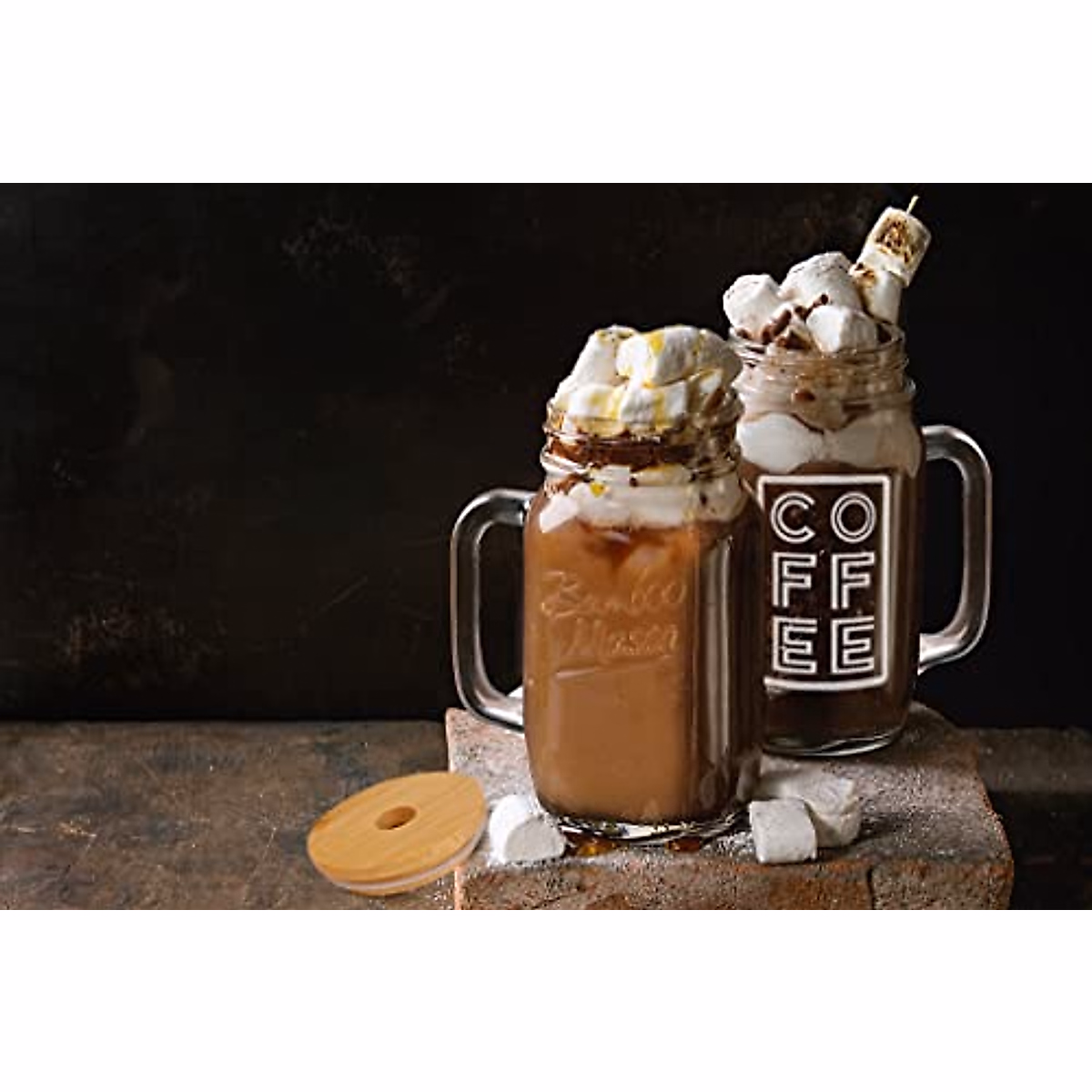 Mason Jar Iced Coffee Cup with Lid and Straw, 24oz Regular Mouth Mason Jars with Handle Glass Coffee Drinking Glasses Tumbler Reusable Boba Cups Bottles for Iced Coffee Cups for Travel Office Home