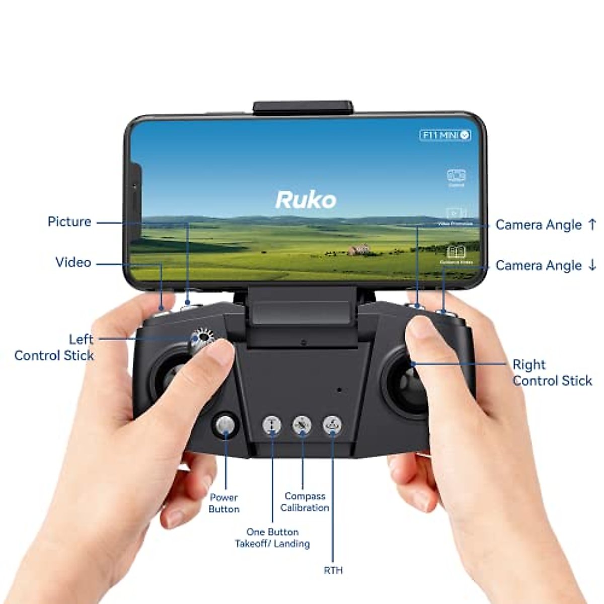 Ruko F11MINI Drones with Camera for Adults 4K, 2 Batteries 60 Min Flight Time, Foldable & Lightweight, 5GHz WiFi, GPS Auto Return, Follow Me, Waypoints, Points of Interest for Beginner