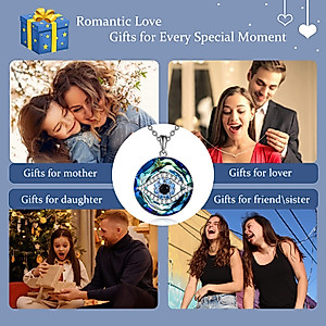 WINNICACA Evil Eye Necklace for Women Valentines Day Gifts for Her Sterling Silver Protection Pendant Necklace with Blue Crystal Nazar Jewelry Birthday Mothers Day gifts for sisters her mother