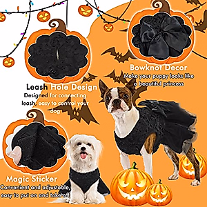 QBLEEV Dog Dress, Dog Wedding Dress for Small Dogs, Bowknot Dog Wedding Attire Black Dog Dress Pet Dog Bride Costume Lace Tutu Skirt Halloween Dog Princess Dress Party Puppy Apparel Dog Formal Dress S