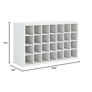 Paint Bottle Organizer with 28 Compartments for Artists Craft Supply Storage, Artwork, Drawing, and Painting (White, 12.5 x 3.5 x 7.4 In)