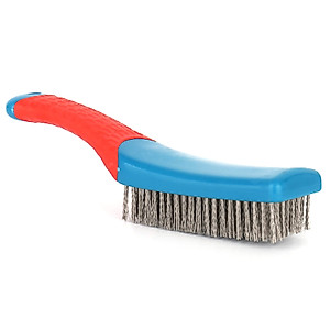 Wire Brush for Metal Paint Removal Steel Wool Scrubber with Handle Rust Stain Remover Tool Metal Bristle Brush for Cleaning Concrete Paint Remover Scrub Brush with Stainless Steel Wire Bristles