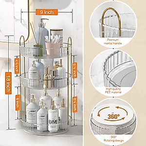 JNFUZ 360° Rotating Skincare Organizers, 9" 3 Tier Perfume Makeup Organizer Bathroom Counter Organizer Storage Spinning Countertop Makeup Organizers for Vanity, Cosmetics Rack for Dresser