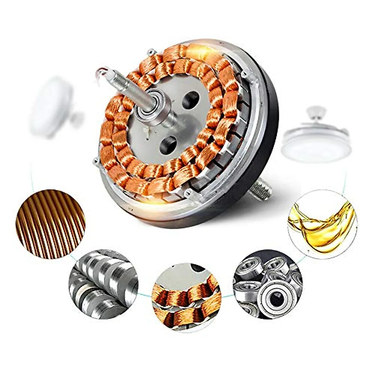 22'' Modern LED Invisible Ceiling Fan with light 3-Color 3-Speed 64W 7 Acrylic Blades Round Enclosed Chandelier Fan with Remote Control Semi Flush Mount Quiet for Bedroom Living Room (Bamboo leaf)