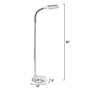 Lavish Home (72-1242S) 5 Feet Sunlight Floor Lamp With Adjustable Gooseneck - Silver