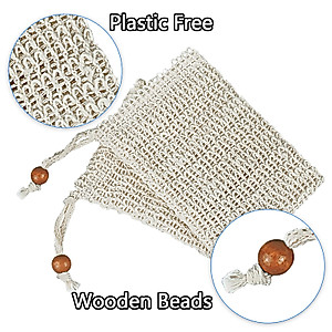 Ycolama 50 Soap Bags Mesh Exfoliating, 100% Natural Sisal Soap Pouch, Soap Savers for Shower Use Like Massaging And Scrubbing(5.3 × 3.7inches)