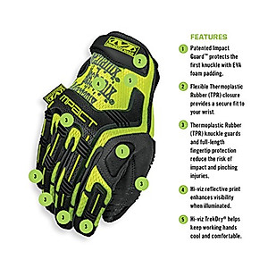 Mechanix Wear: Hi-Viz M-Pact Work Gloves (Small, Fluorescent Yellow)
