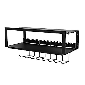 SRIWATANA Power Tool Organizer Wall Mounted, 2-Tier Heavy Duty Metal Storage Rack for Handheld and Power Tools, Utility Holder, Cordless Drill Storage, Black