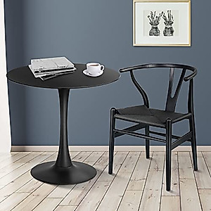 31.5 inch Round Dining Table, Mid Century Modern Small Tulip Table with Metal Pedestal Base for Living Room Kitchen Dining Room (Black)