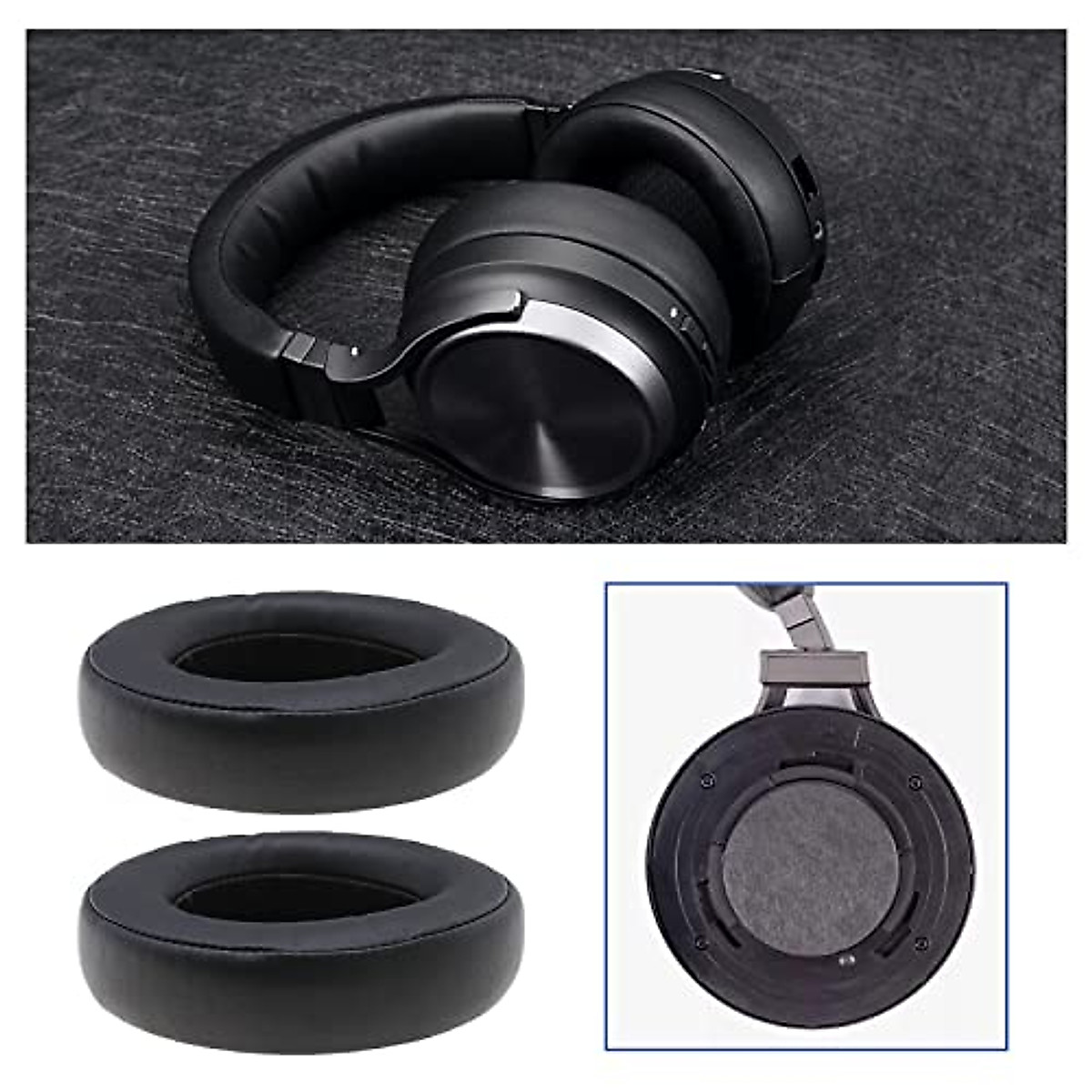 1 Pair Earpads Ear Cushions Protein Leather Memory Foam Replacement Repair Parts Compatible with Corsair Virtuoso RGB Wireless SE Headphones Black