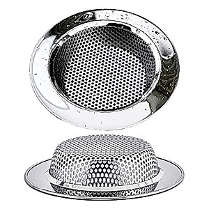 YOKELLMUX Kitchen Sink Drain Strainer - 2 Pcs Stainless Steel Sink Strainer, Food Strainer for Kitchen Sink, Rust Free Basket Food Catcher for Most Kitchen Sinks, Large Wide Rim 4.5 Inch