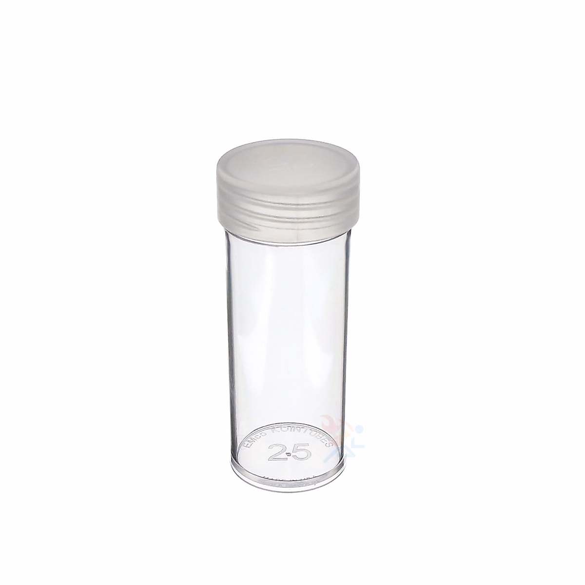 Edgar Marcus (20) Round Clear Plastic Quarter Coin Storage Tube Holders with Screw on Lid